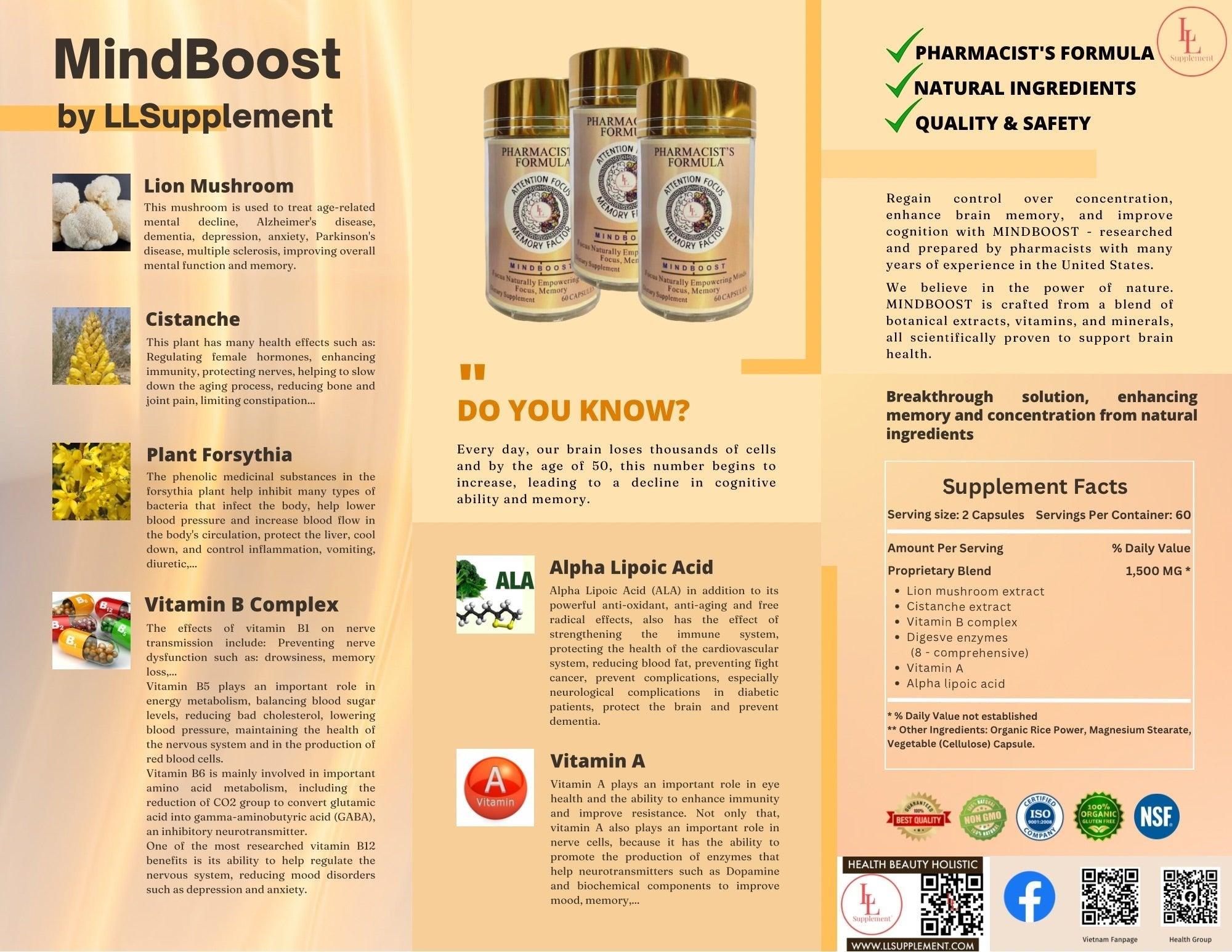 MindBoost Focus Memory Attention Supplement 60 Capsule-LL Supplement ...