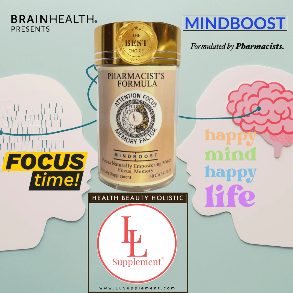 MindBoost Focus Memory Attention Supplement 60 Capsule-LL Supplement ...